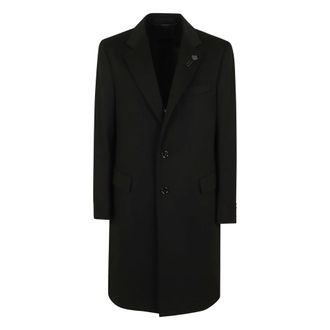 Lardini Manteau droit avec &eacute;pinglette embl&eacute;matique - Homme - Manteaux - Noir - Taille: L