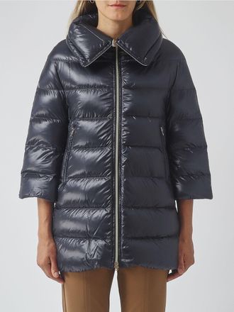 Herno Doudoune longue en nylon matelass&eacute; avec col montant et fermeture zipp&eacute;e