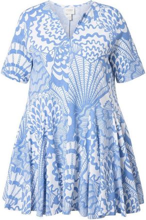 Ulla Popken T-Shirt T-Shirt Muscheln Godetfalten Tunika-Ausschnitt