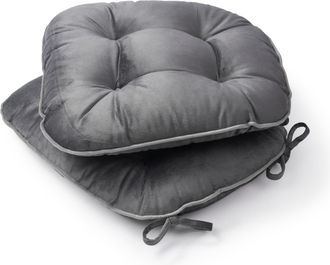 Paco Home Sitzkissen mit Befestigungsbänder 40x40 Stuhl Bürostuhl Kissen Stuhlkissen Innen Indoor versch. Farben 2er Set