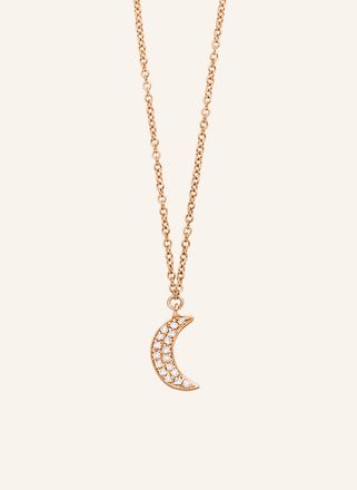 Leaf Halskette Halbmond Aus 18 Karat Ros&eacute;gold Mit Diamanten rosegold