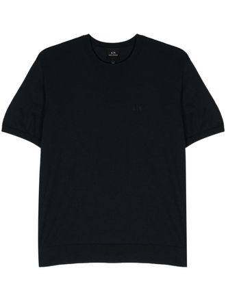 A|X Armani Exchange pull en coton &agrave; logo brod&eacute; - Bleu