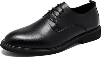 Generic Chaussures Oxford for hommes, à lacets, bout rond, en cuir végétalien, couleur unie, derby, talon carré, antidérapantes, semelles basses en caoutchouc