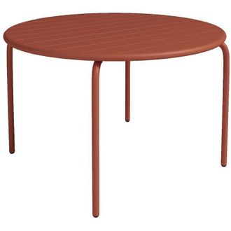 Vente-Unique Table de jardin ronde D.110 cm en m&eacute;tal - Terracotta - MIRMANDE de MYLIA
