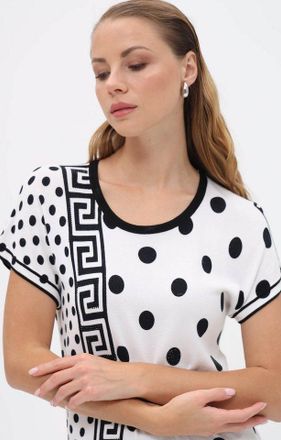 Passioni T-Shirt mit M&auml;ander- und Punktmuster