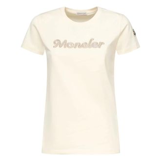 Moncler Logo Stickerei T-Shirt - - Tops - Damen - Wei&szlig; - XS