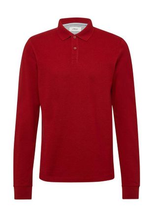 s.Oliver Langarmshirt Polo-Shirt Langarm-Poloshirt aus Baumwoll-Piqu&eacute; mit B&uuml;ndchen