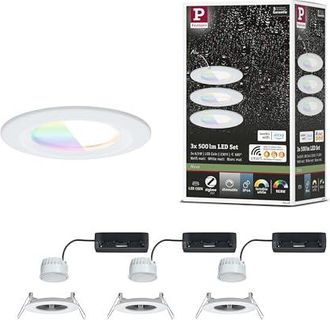 Paulmann 92449 LED Einbauleuchte Nova Coin IP44 rund 78mm RGBW+ 3x6W 3x500lm 230V Weiß matt Alu Druckguss