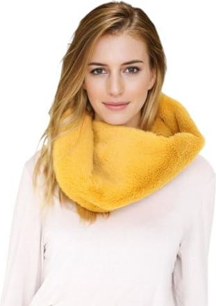 Lina & Lily Écharpe Tube Snood Femme Hiver en Fausse Fourrure (Moutarde)