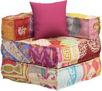 vidaXL Modularer Pouf mit Kissen Patchwork Stoff Vidaxl