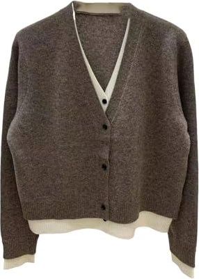 Generic Cardigan dhiver &agrave; manches longues et col en V simple boutonnage &eacute;l&eacute;gant &agrave; manches bouffantes pour femme, 1, XS