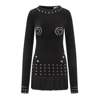 Off-white Femme, Robes, Noir, Taille: 38 FR Mini-robe à oeillets