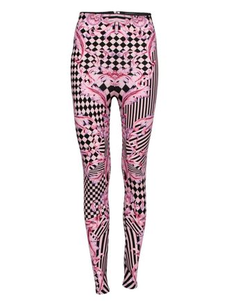 Versace Gestreifte Barocco Leggings - Schwarz
