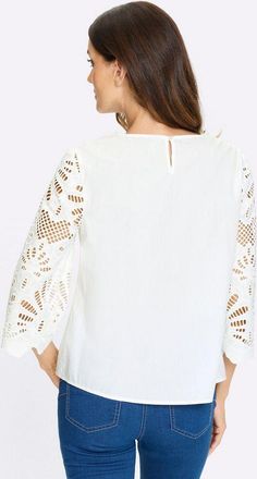 Heine Klassische Bluse Spitzen-Bluse 3/4-Arm