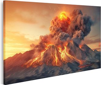 Islandburner Prime Bild auf Leinwand Vulkan Ausbruch bei Sonnenuntergang beeindruckende Naturlandschaft - Leinwand 100x57cm