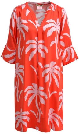 Smith & Soul Damen Sommerkleid, Viskose, Palmen Print, Knielang, Chili, L