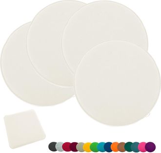 Heimtexland 4er Pack Sitzkissen Filz Stuhlkissen Bodenkissen Polster Stuhlauflage Indoor Outdoor Kissen rund Typ631 Filzkissen wollweiß 35x35 cm 4 Stück