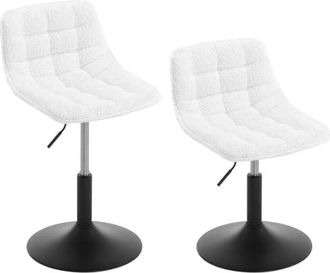 Woltu Tabouret de Coiffeuse, Chaise de Maquillage 2er Set Pivotante avec Dossier et R&eacute;glable en Hauteur, pour Salon, Chambre &agrave; Coucher, Salle &agrave; Manger, Bure
