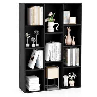 Costway Biblioth&egrave;que &agrave; 11 Cubes, &Eacute;tag&egrave;re avec Compartiments Ouvertes, Kits Anti-basculement, Meuble de Rangement Multifonctionnelle pour Salon, Chambre, Burea