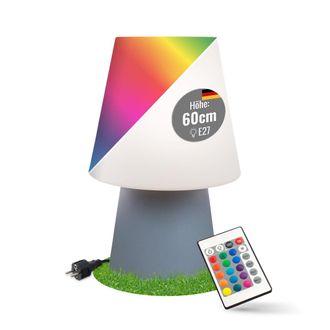 8 Seasons design LED RGB Tischlampe 60 cm, No.1 (grau) - E27, RGB Farbwechsel, dimmbar, mit Fernbedienung - Tischleuchte für außen und innen - für Wohnbereiche,