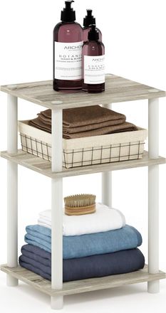 Furinno Beistelltisch mit 3 Ablageebenen, Holz, Sonoma Eiche/Weiß, 29.21 x 34.04 x 57.91 cm