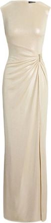 Ralph Lauren Femme, Robes, Beige, Taille: 32 FR Buckle-Trim Metallic Jersey Gown