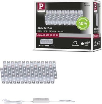 Paulmann 71236 MaxLED 500 LED Strip Neutralwei&szlig; Basisset 5m 17W 550lm/m 64 LEDs/m 4000K 30VA