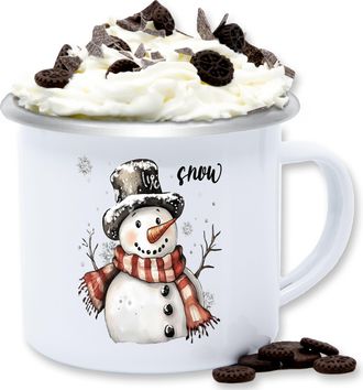 Shirtracer Emaille Tasse Blechtasse - Weihnachtstasse - Geschenk Weihnachten Schneemann Motiv Weihnachtsgeschenke Schneemann Geschenk Winter Geschenkidee Weihnac