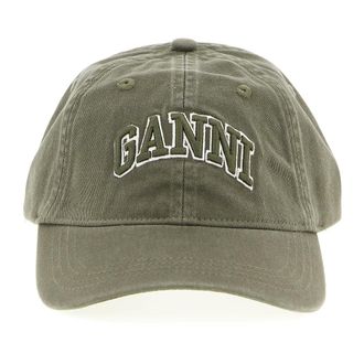 Ganni Femme, Accessoires, Vert, Taille: ONE Size Canvas Cap