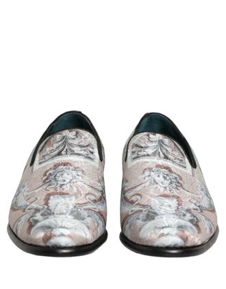 Dolce & Gabbana Mens Multicolor Velvet Baroque Dress Loafers Shoes Leather