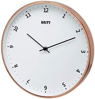 Unity Wanduhr, Plymouth Roségold, modern, weißes Zifferblatt, 30 cm