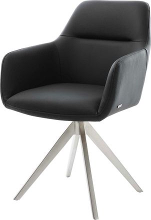 DELIFE Polsterstuhl Pejo-Flex Kreuzgestell kantig Edelstahl Echt-Leder Schwarz Taschenfederkern