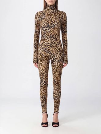 Norma Kamali Slim-Fit-Jumpsuit aus Jersey mit Animal-Print und hohem Kragen