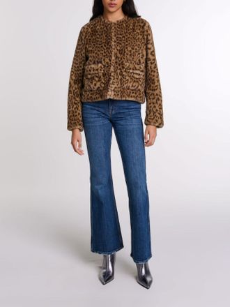 Maje Kurze Kunstpelzjacke - Imprime Leopard - Gr&ouml;&szlig;e 38 - Maje