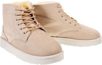 IFUNDOM Bottes Chaudes en Coton pour Femme Bottines Courtes &agrave; Lacets Plates Antid&eacute;rapantes Couleur Beige Cr&egrave;me Taille 38 Chaussures DHiver Confortables et &Eacute;l&eacute;