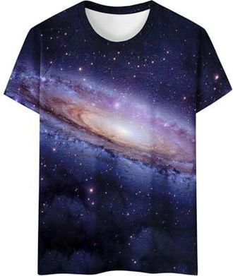 Generic T-shirt &agrave; manches courtes et col rond pour femme avec imprim&eacute; n&eacute;buleuse violet | T-shirt d&eacute;t&eacute; l&eacute;ger et respirant pour la rue, les voyages, les festiva