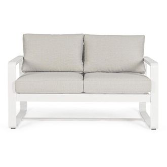 Hellin Sofa Merrigan aus pulverbeschichtetem Aluminium f&uuml;r Garten und Veranda -Wei&szlig; / 2 Sitzer