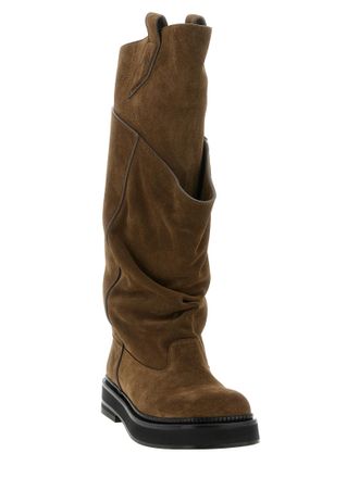 The Attico Womens Brown Calfskin Over The Knee Shoe