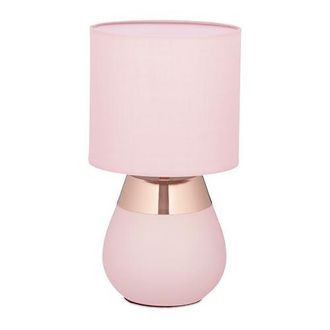 Relaxdays Lampe de Chevet, Abat-Jour, Douille E14, câble, H x D : 32 x 18 cm, pour la Chambre, Rose et cuivre