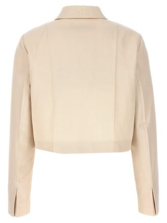 Fendi Womens Beige Wool Full-Length Jacket Clothing