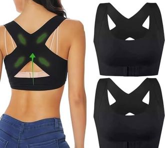 Generic Soutien-gorge, Soutien-gorge &agrave; boucle frontale pour corriger la posture pour femme, Soutien-gorge anti-affaissement avec support dorsal, 2 pi&egrave;ces - B,