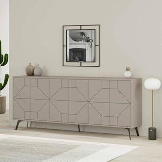 Dmora Kommode Elysium, Wohnzimmerbuffet, Wohnzimmer-Sideboard, Moderne K&uuml;chen-Speisekammer, 184x35h77 cm, Zement