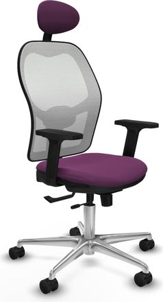 Piqueras y Crespo Jorquera Arbeitsstuhl mit 2D-Armen, h&ouml;henverstellbarer Lendenwirbelst&uuml;tze und festem Kopfteil, ausgestattet mit Syncro/Traslack und injiziertem Schaum