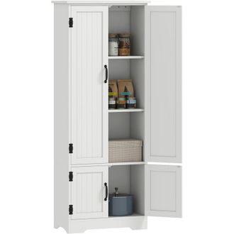 HOMCOM uffet de cuisine - HOMCOM - buffet multi-rangements 2 placards 3 &eacute;tag&egrave;res - MDF panneaux particules - 60x30x153cm - Blanc