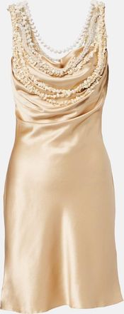 Balmain Verziertes Slipdress aus Seidensatin