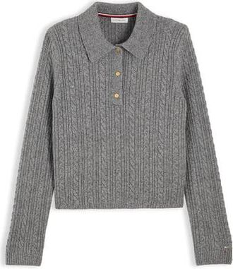 Tommy Hilfiger Pull col boutonn&eacute; en laine m&eacute;lang&eacute;e