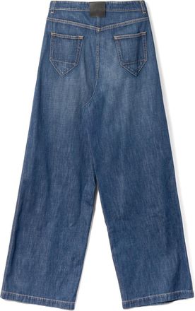 Lanvin Darted Wide-Leg Denim Trousers - Blue