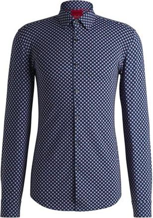 HUGO BOSS Hommes Kenno Chemise Slim en Jersey Stretch imprimé performant