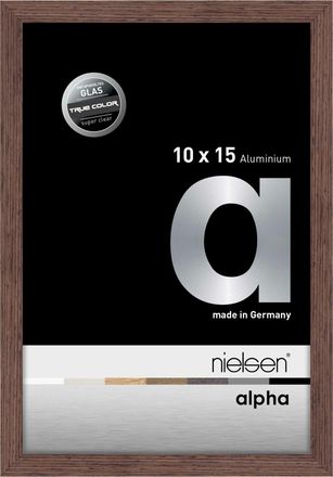 Nielsen Design Bilderrahmen, 10 x 15 cm, Aluminium, Weng&eacute; Hell, Fotorahmen zum Auftstellen und Aufh&auml;ngen im Hoch- & Querformat, entspiegeltes Glas, Alpha TC