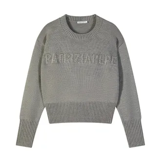 Patrizia Pepe Femme, Pulls, Gris, Taille: 40 FR Pull &agrave; col rond avec logo